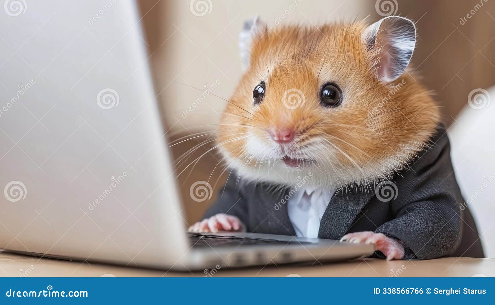 A Hamster in a Suit Sitting at the Computer with His Paws on it, AI ...