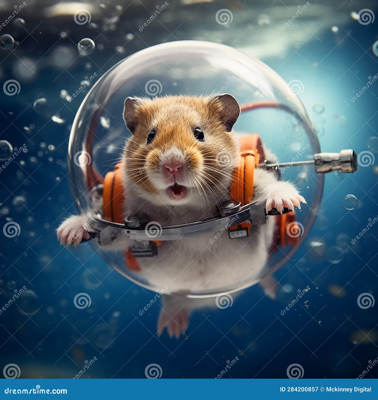 Hamster Swimming Underwater in Scuba Type Gear. Stock Image - Image of ...