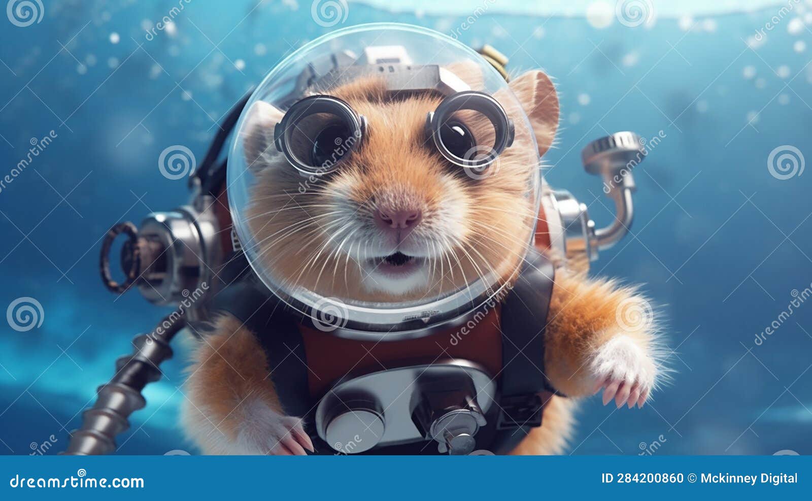 Hamster Swimming Underwater in Scuba Type Gear. Stock Photo - Image of ...
