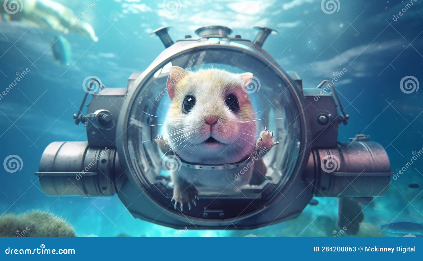 Hamster Swimming Underwater in Scuba Type Gear. Stock Image - Image of ...