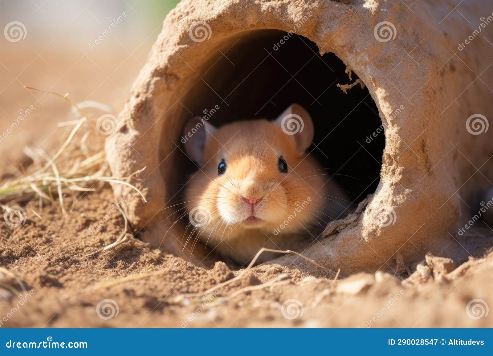 A Hamster Trying To Fit into a Rabbit Burrow Stock Image - Image of ...