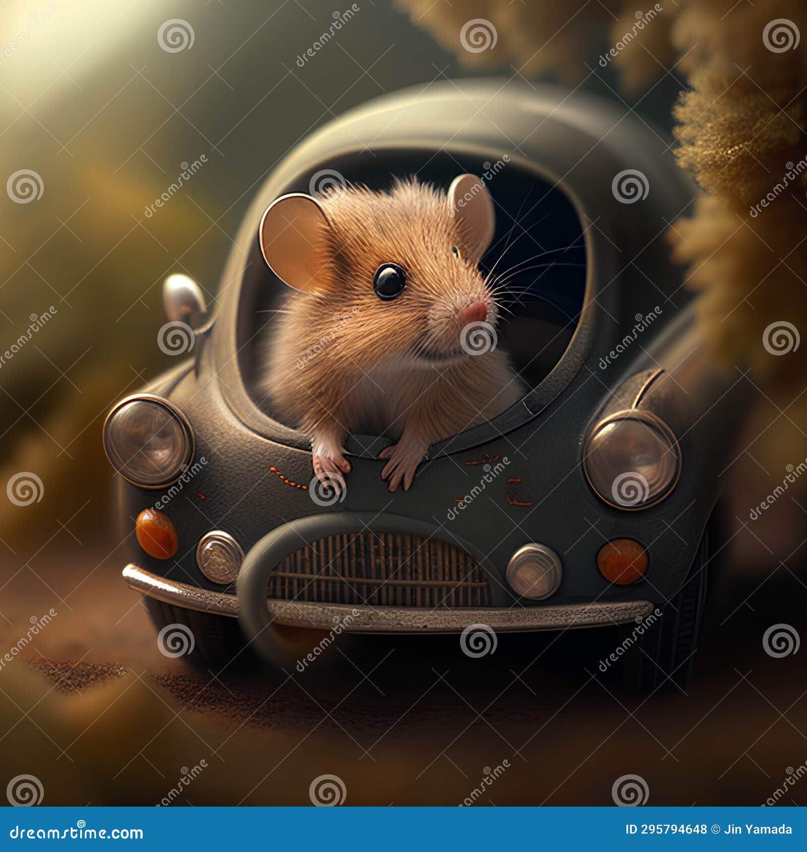 Hamster in a Vintage Car. 3d Rendering. Computer Digital Drawing Stock ...