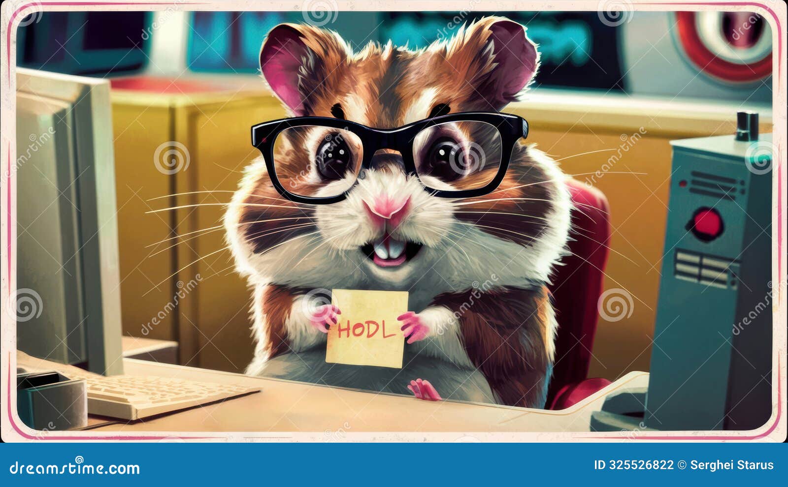 A Hamster Wearing Glasses and Holding a Sign in Front of Computer, AI ...