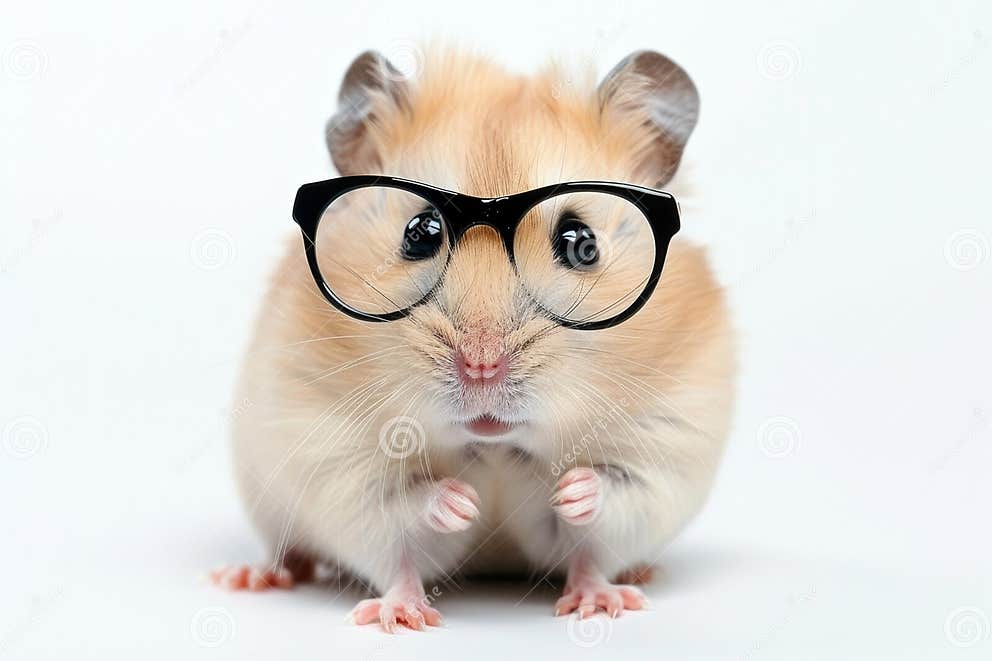 Hamster Wearing Glasses on White Backdrop, Adorable and Amusing ...