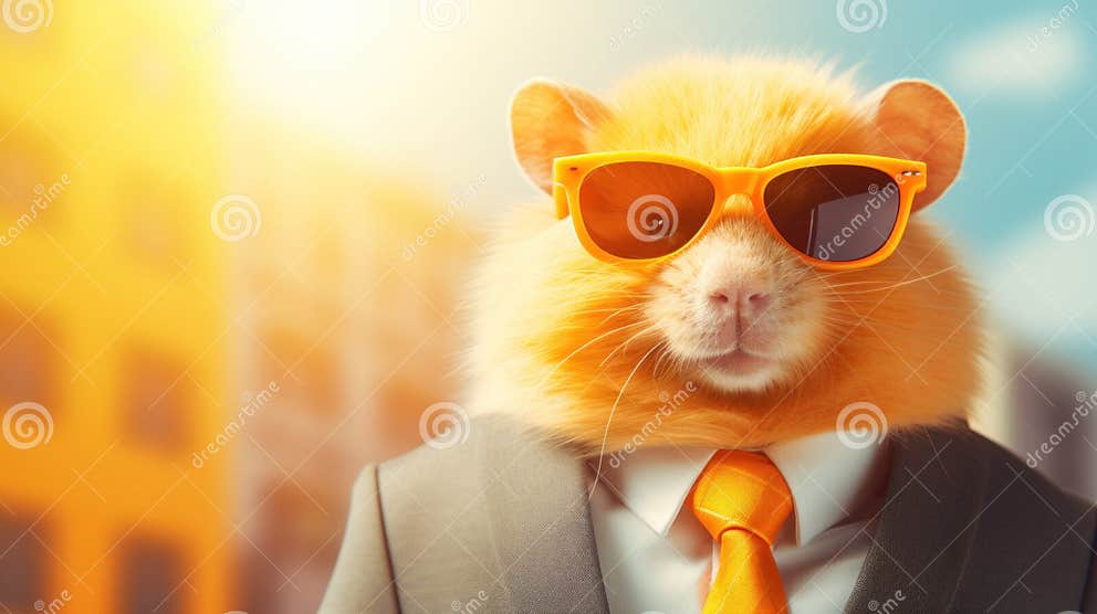 A Hamster Wearing A Suit And Tie With Sunglasses Ai Stock Illustration Illustration Of Face
