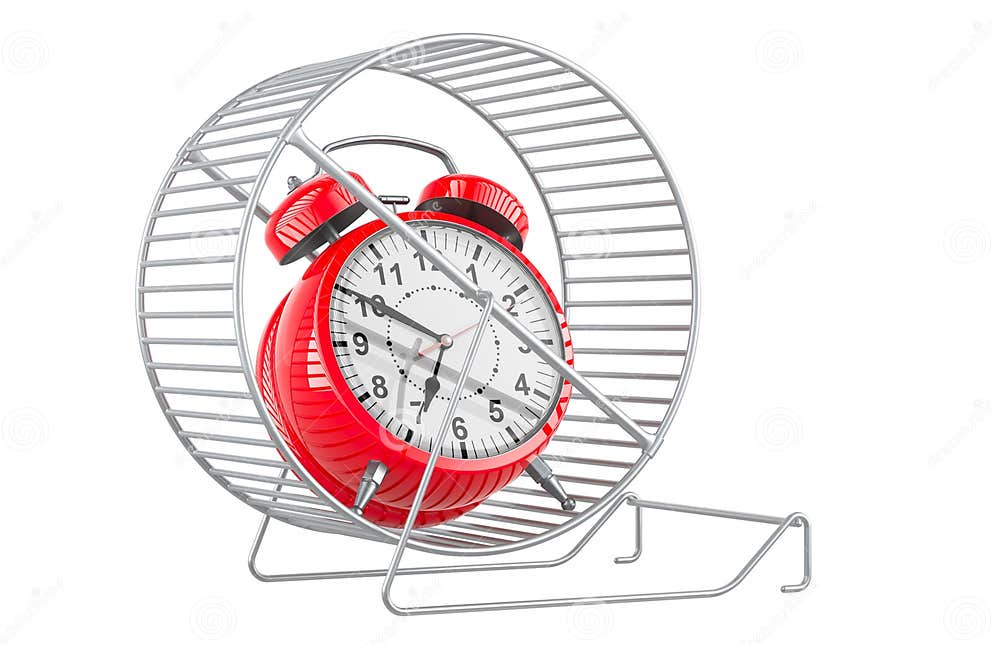 Hamster Wheel with Alarm Clock, 3D Rendering Stock Illustration ...