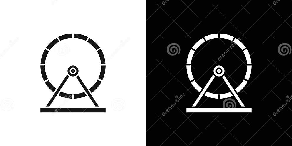 Hamster Wheel Icon Flat Vector Set Outline Stock Vector - Illustration ...