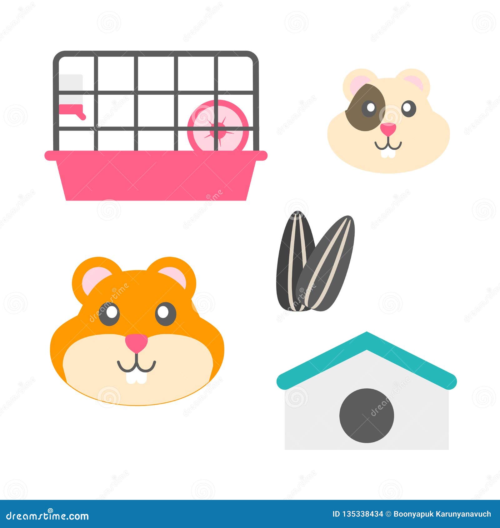 Hamsters with Hamster Cage Hamster Wheel and Sunflower Seed Stock ...