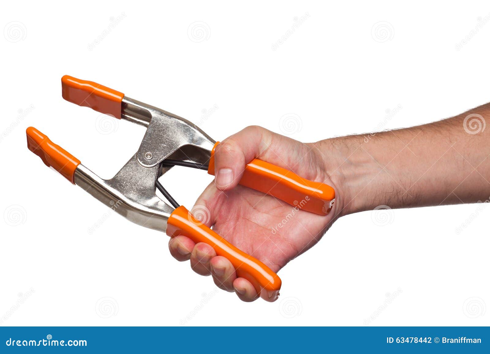 Han Hält Eine Große Klammer Stockfoto - Bild von eisen, leitfähigkeit ...