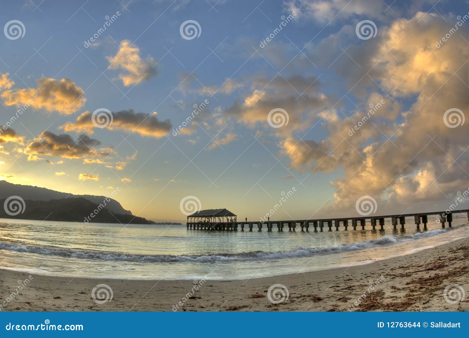 Hanalei Pier at Dusk.Kauai, Hawaii. Stock Photo - Image of dusk ...