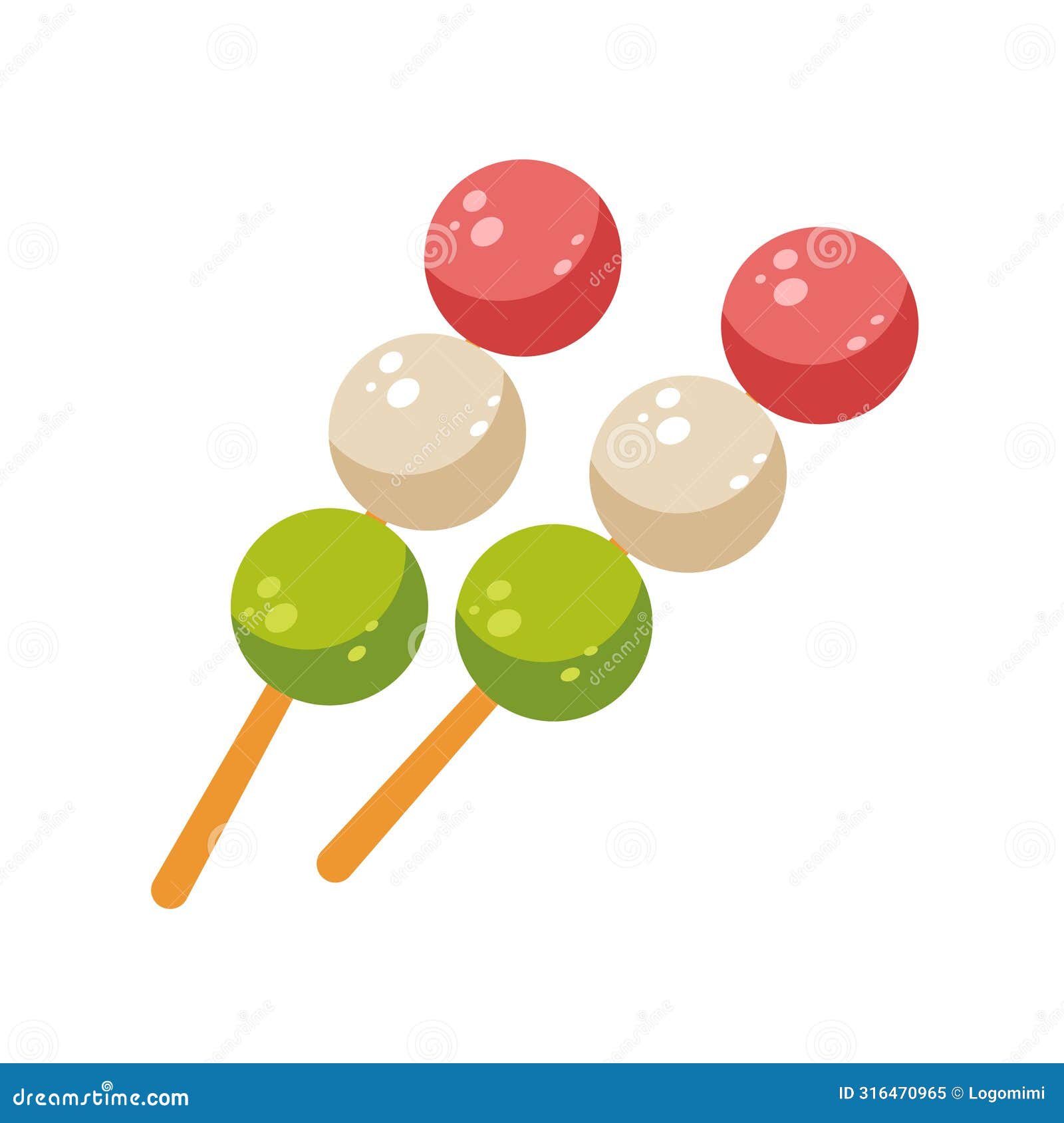 Hanami Dango In Flat Design Style, Traditional Japanese Sweets Vector ...