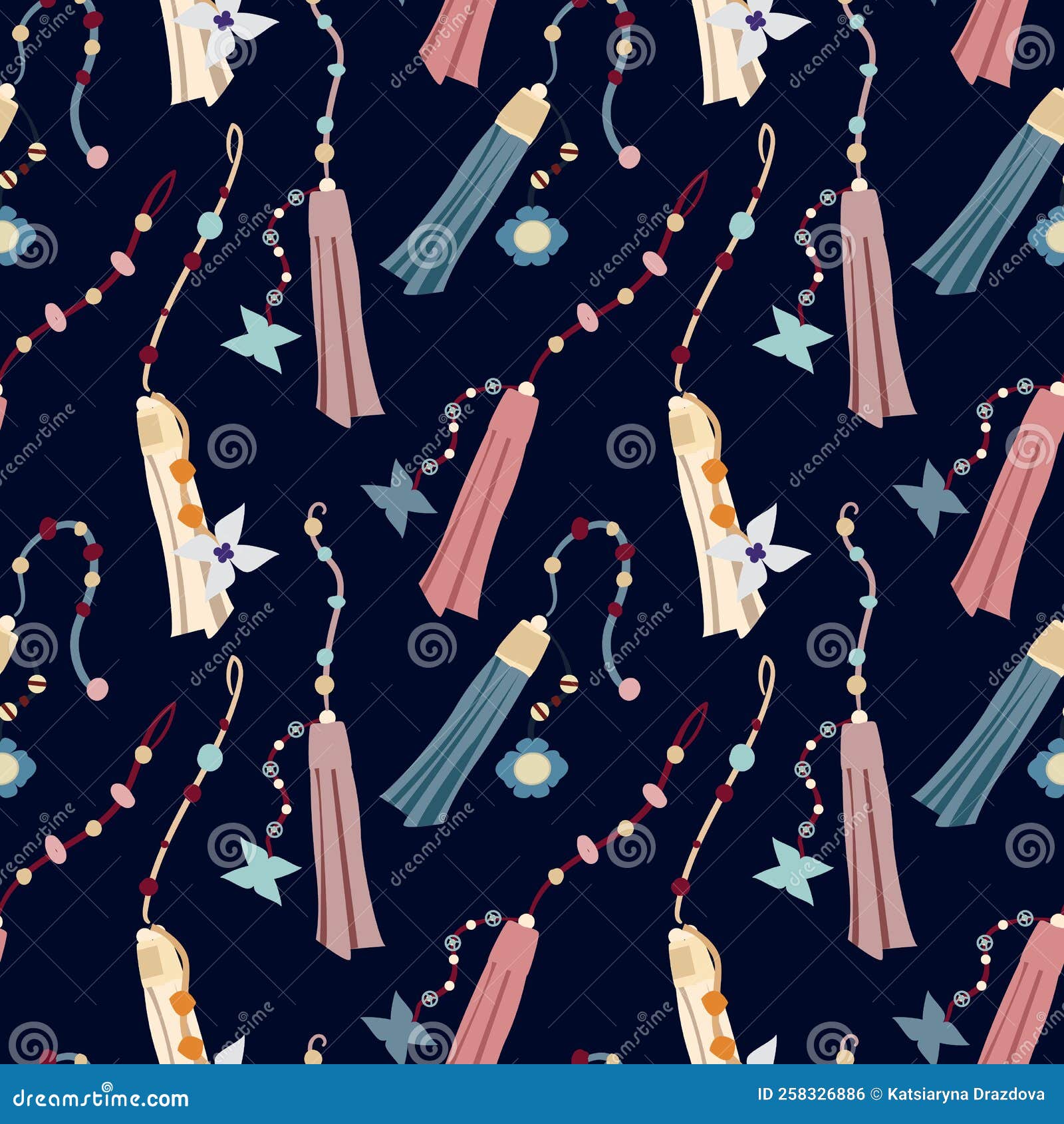 Hanbok Decoration Seamless Pattern. Korean Traditional Accessories ...