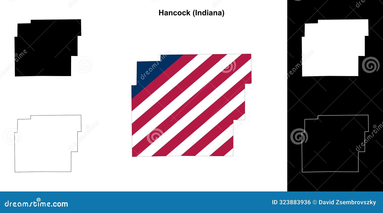Hancock outline map stock vector. Illustration of counties - 323883936