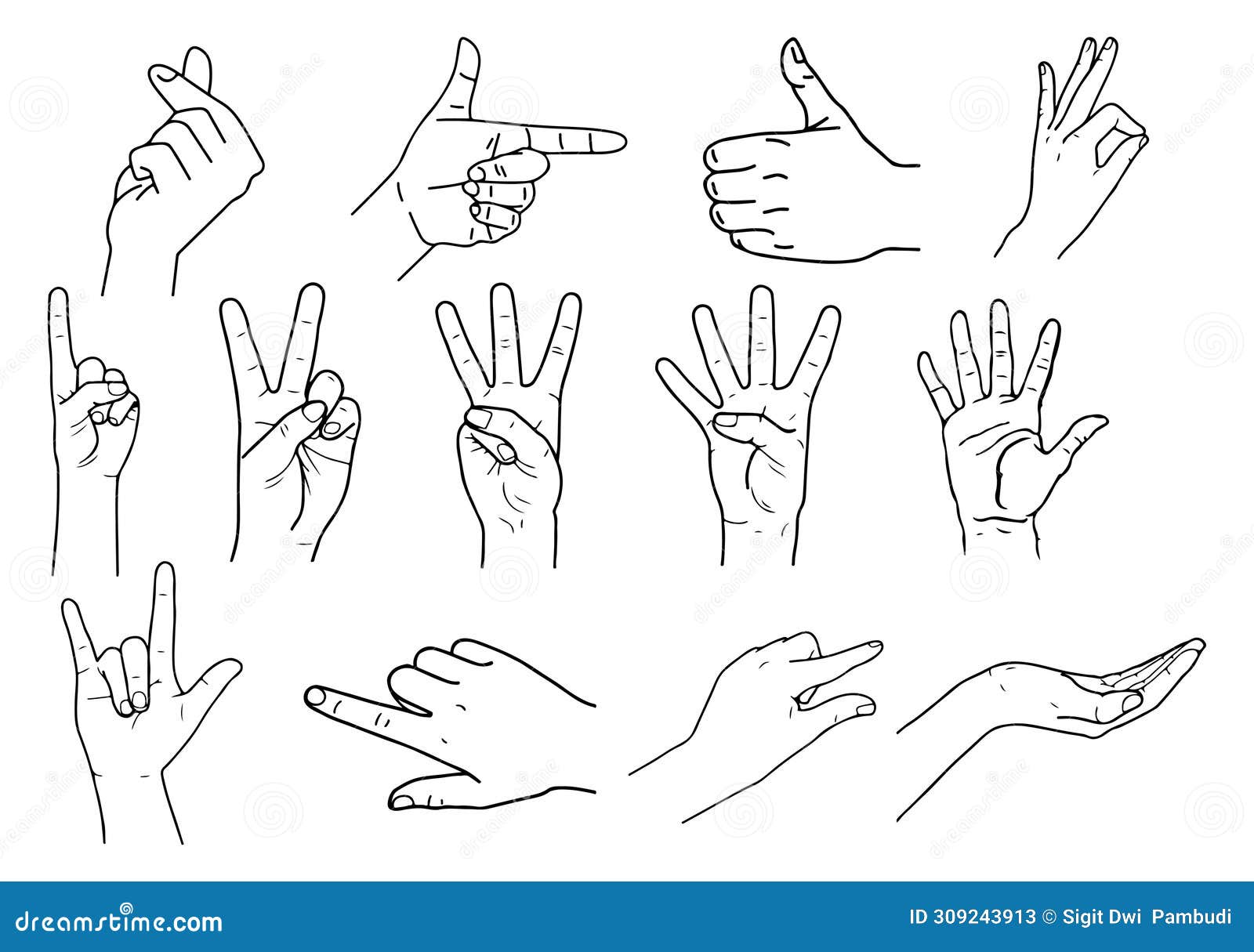 Various hand poses stock illustration. Illustration of human - 309243913