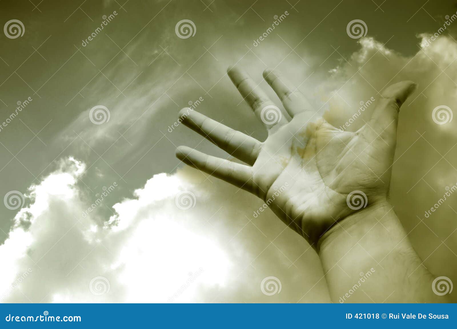 Hand stock illustration. Illustration of hand, cloud, climate - 421018