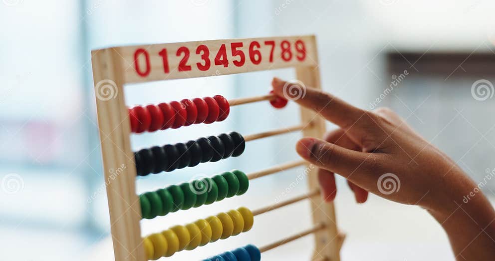 Hand, Abacus and Child Learning Math for Brain Development, Study or ...