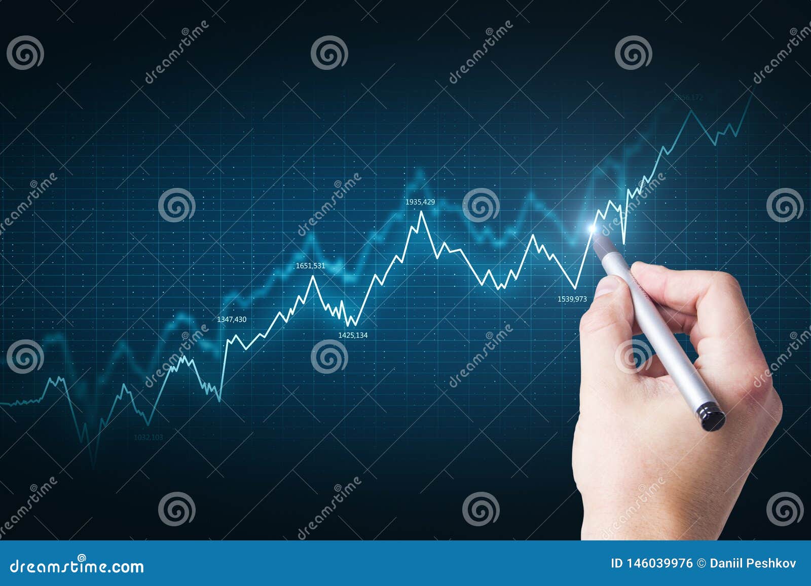 Hand with Abstract Forex Chart Stock Illustration - Illustration of ...