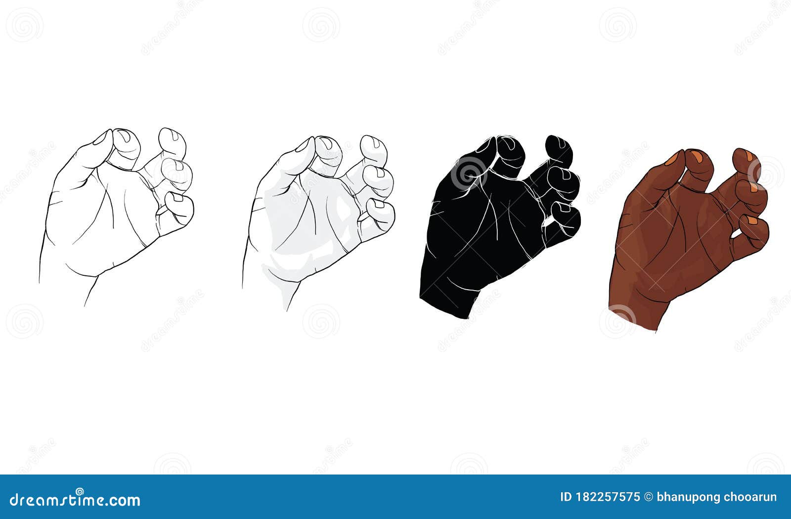 Hand Action Drawing, Hand Signals Vector Stock Vector - Illustration of ...