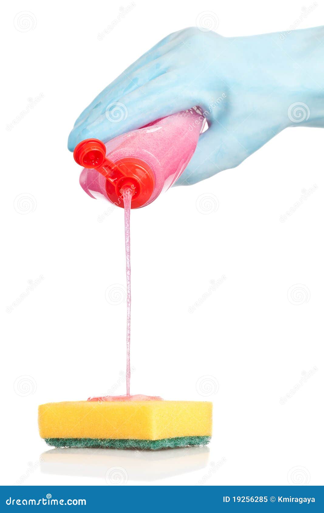 Hand Adding Detergent To a Sponge Stock Image - Image of glove ...