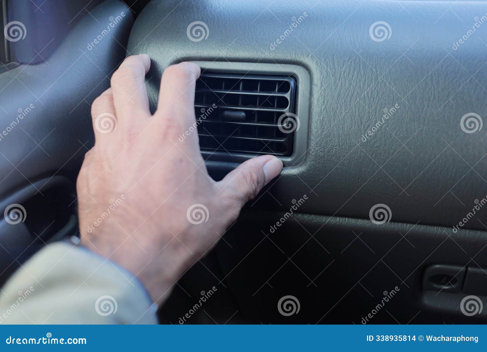 Hand Adjust Way of Car Air Flow Control Hole at Dashboard. Stock Photo ...