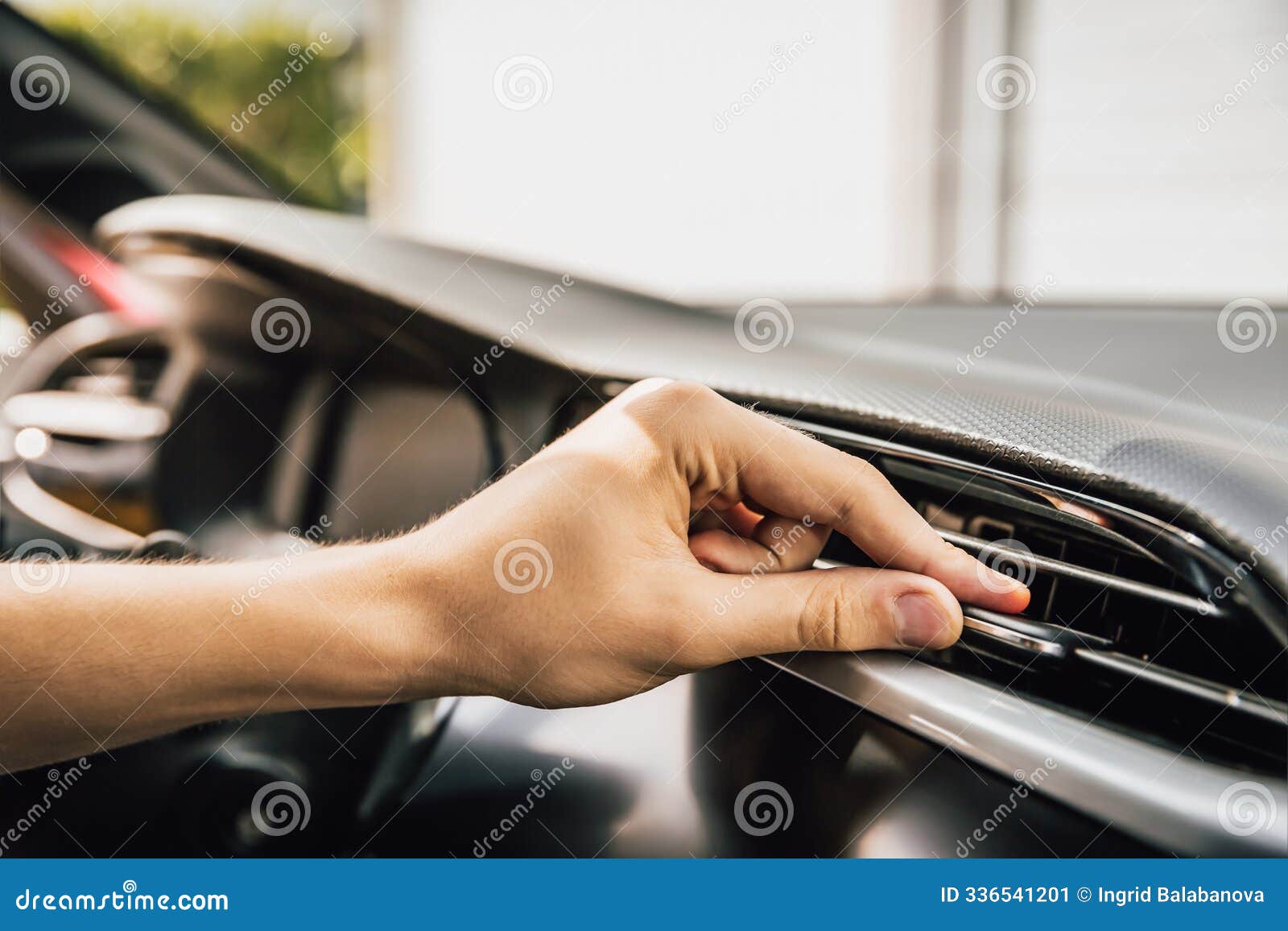 Hand Adjusting Air Condition in a Modern Car Stock Image - Image of ...