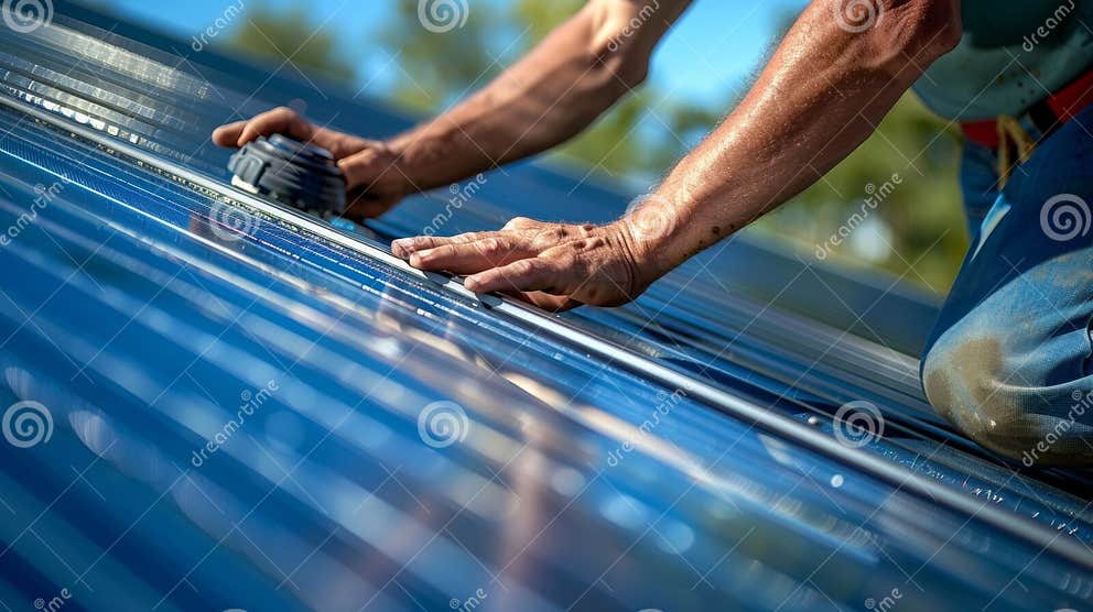 A Hand Adjusting the Angle of a Solar Panel on a Water Heater ...