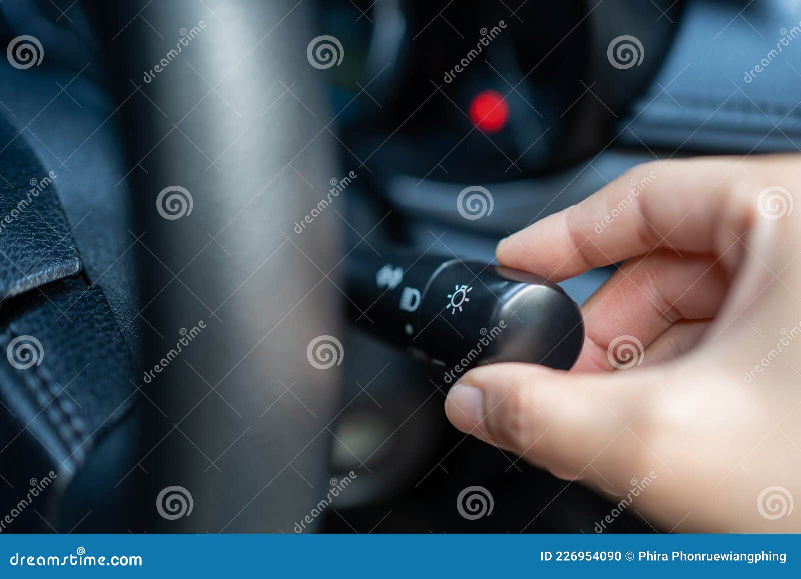 Hand Adjusting Car Headlight Control Switch Stock Photo - Image of ...