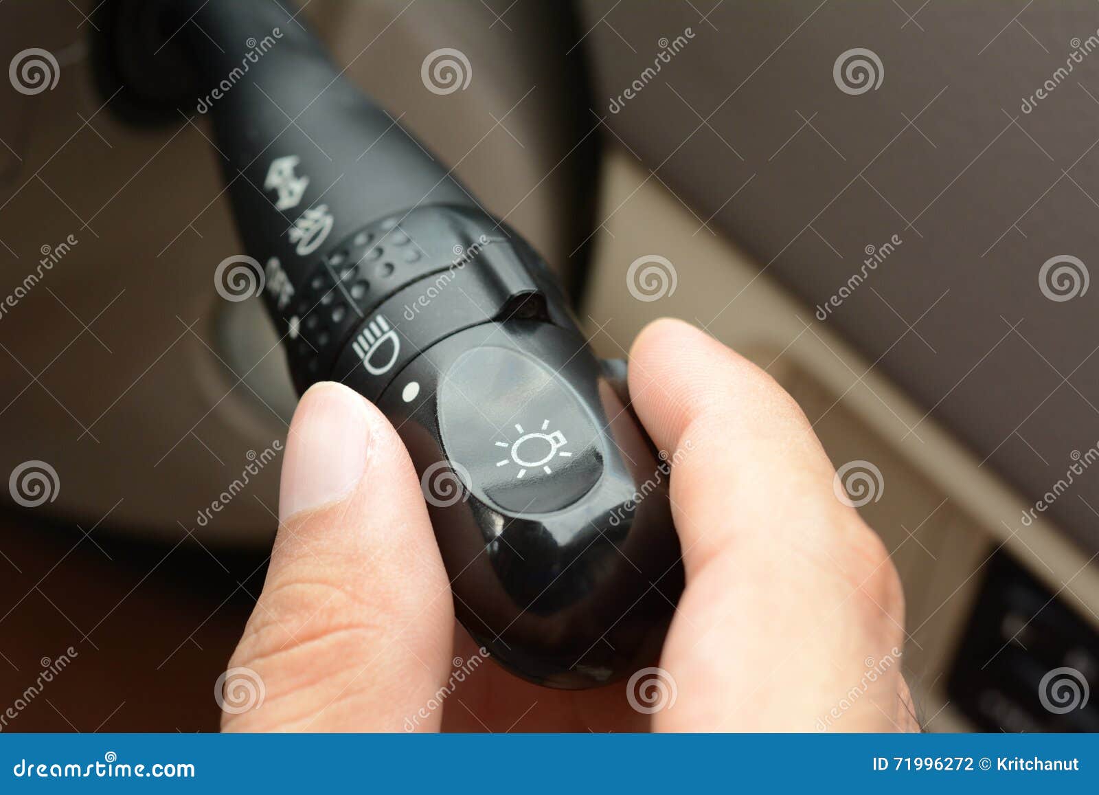 Hand Adjusting Car Headlight Control Switch Stock Photo - Image of ...