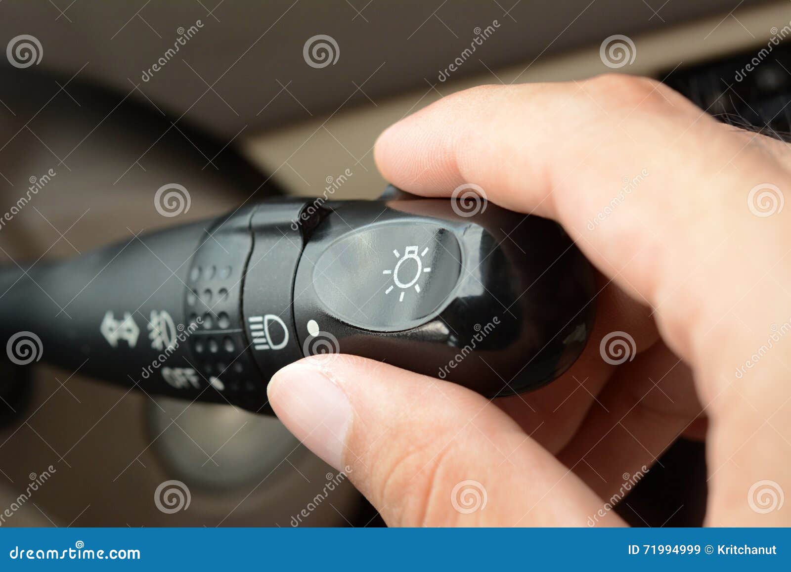 Hand Adjusting Car Headlight Control Switch Stock Image - Image of ...