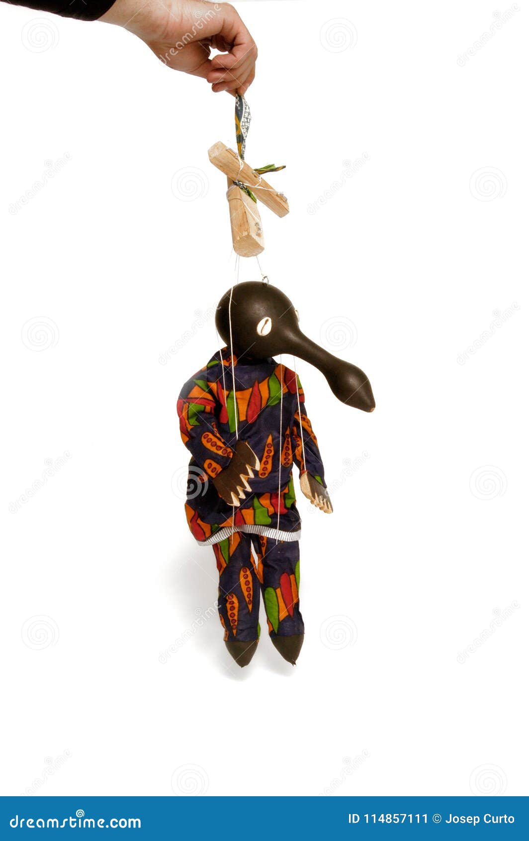 African puppet on white stock image. Image of hands - 114857111
