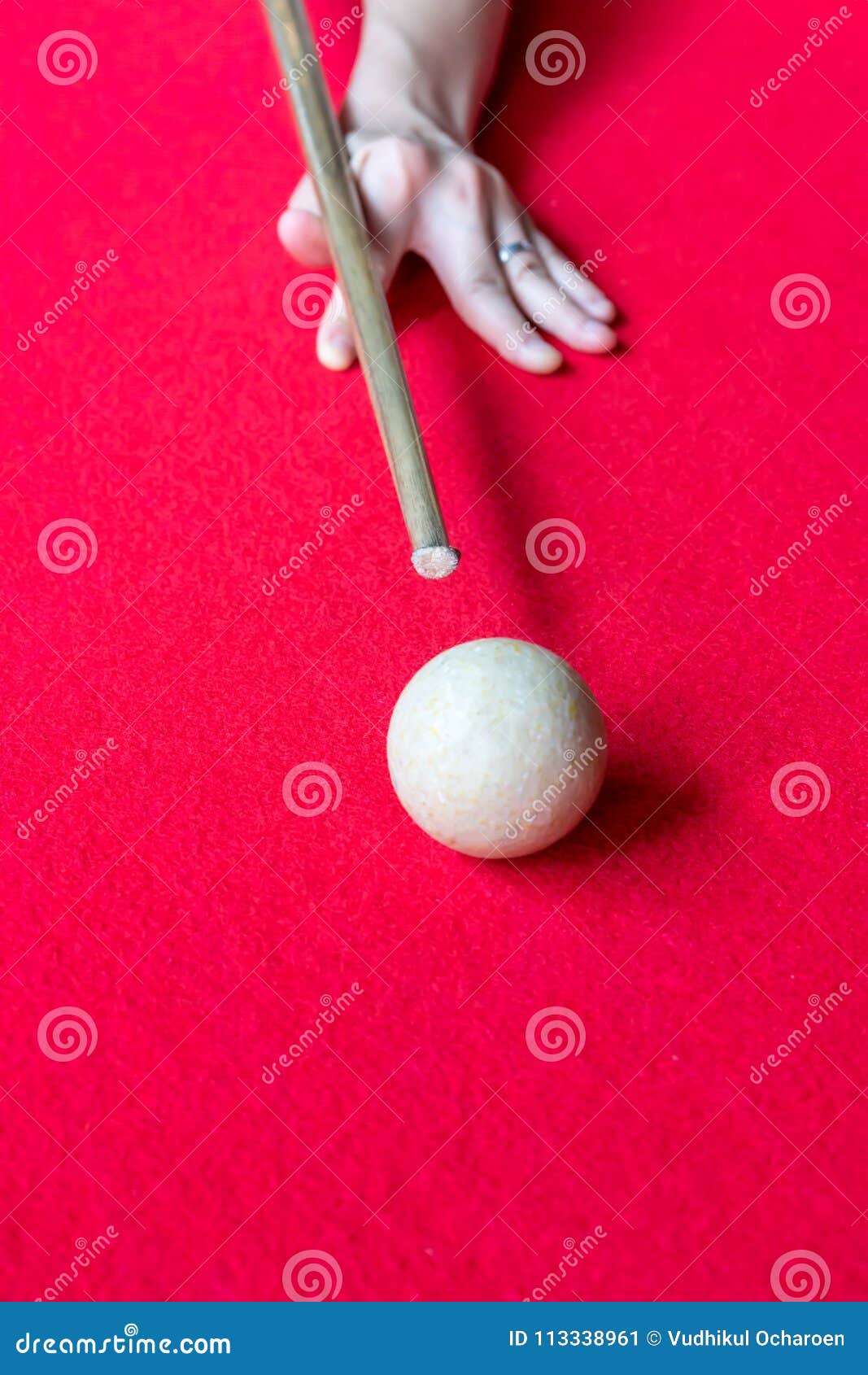Hand Aiming the Cue Ball on Billiard Table. Stock Image - Image of game ...
