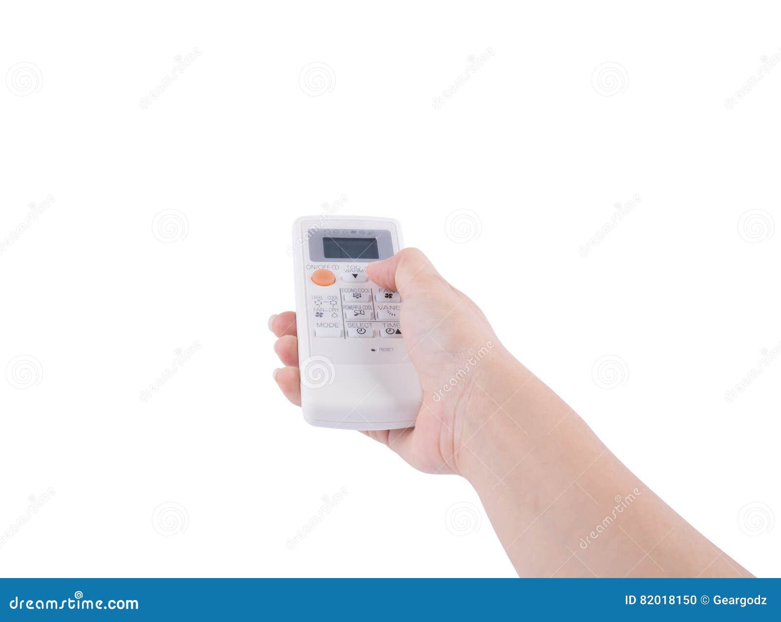 Hand with Air Conditioner Remote Control Isolated on White Stock Photo ...