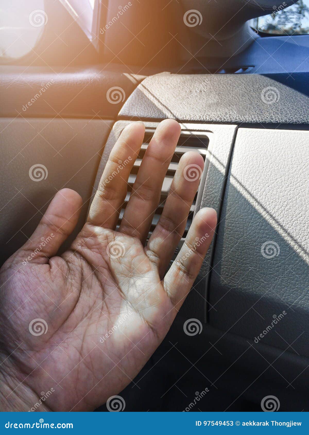Hand on Air Conditioner Vents Car Stock Image - Image of panel ...