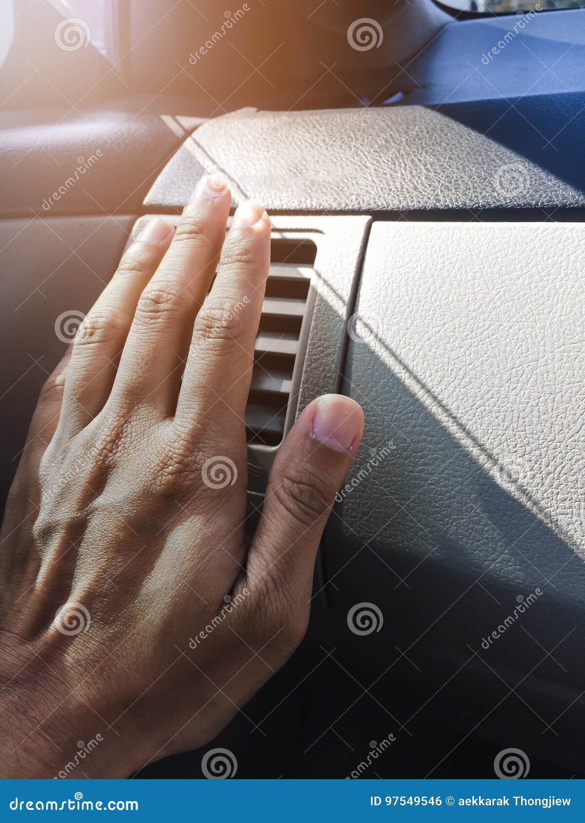 Hand on Air Conditioner Vents Car Stock Photo - Image of black, close ...