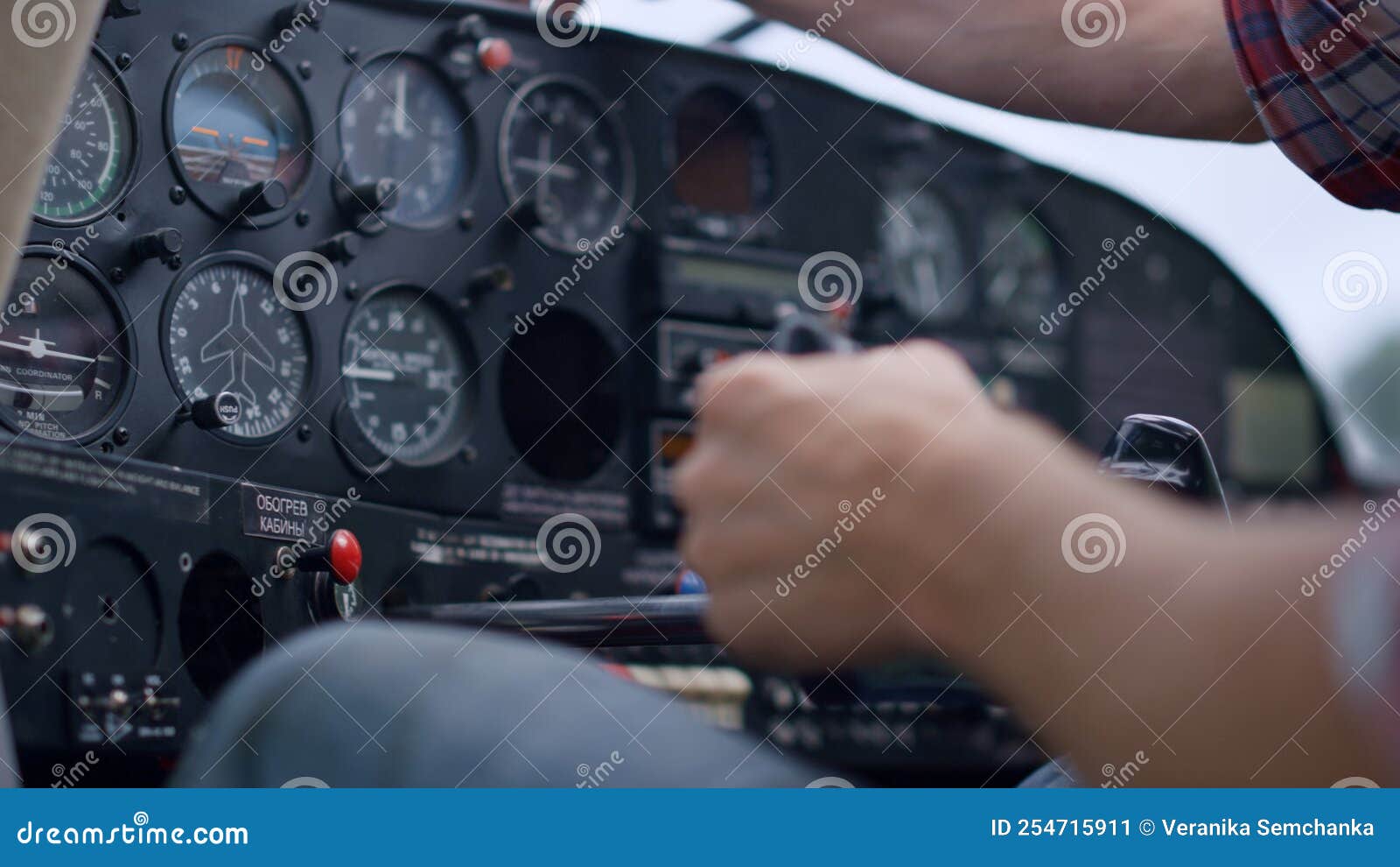 Indicators Of Aircraft Instruments In The Cockpit. The Instrument Panel ...