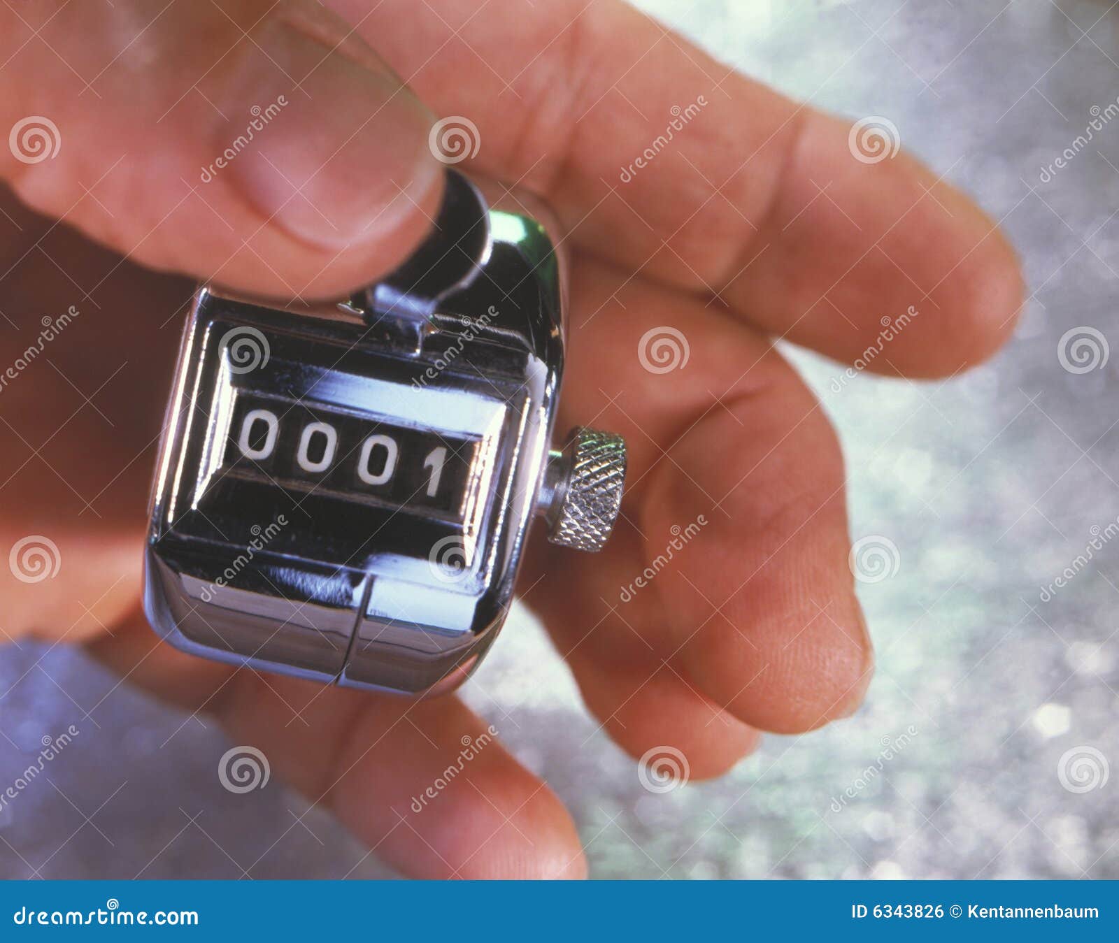 Hand with Analog Counter at Number One Stock Photo - Image of caution ...