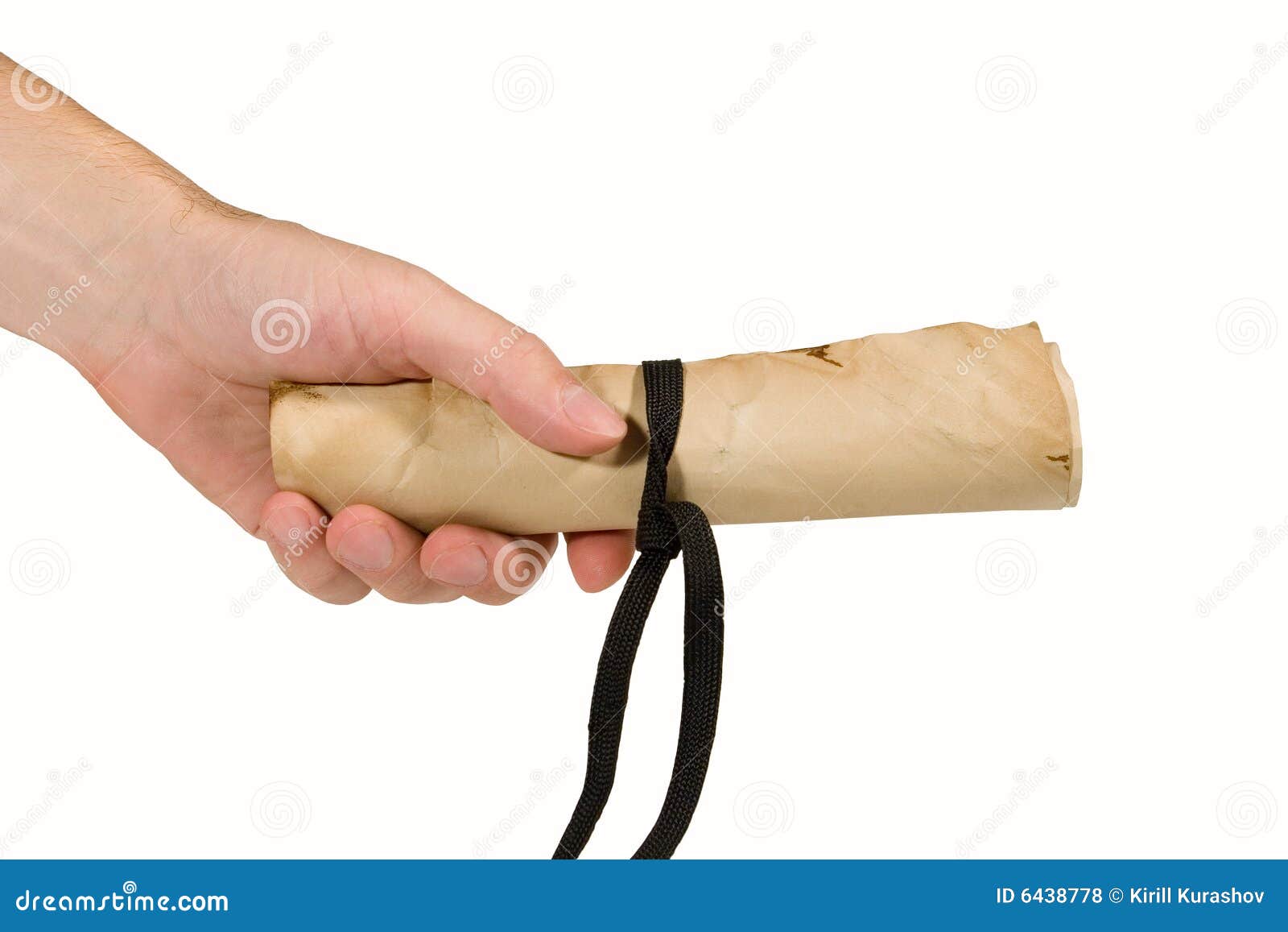 Ancient Manuscript Rolled Up With Golden Ribbon, Aged Books, Green ...