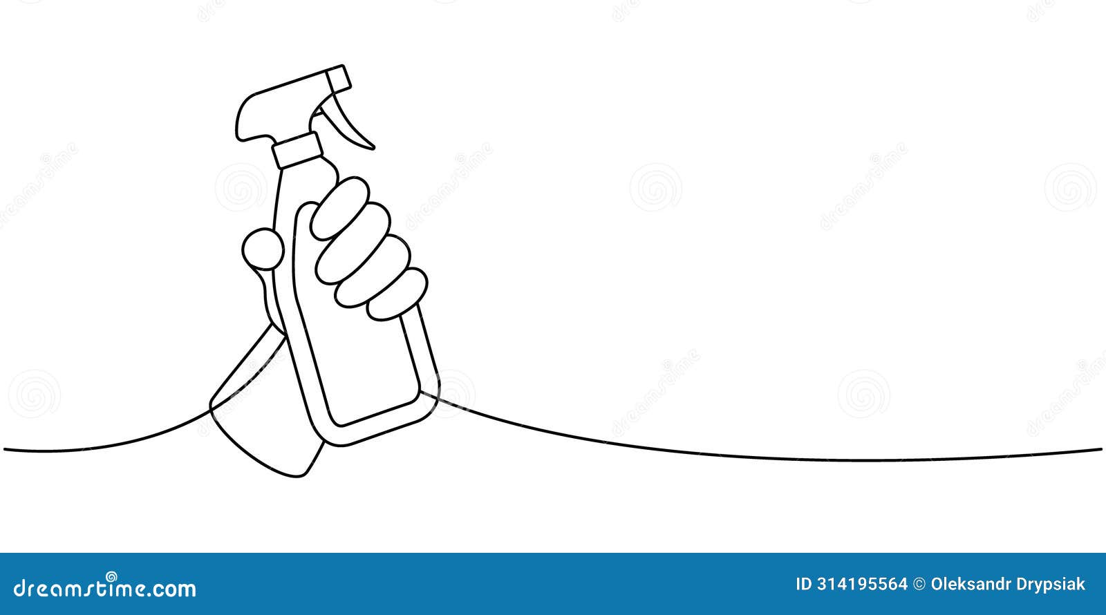Hand with Anti-bacterial Spray One Line Continuous Drawing. Cleaning ...