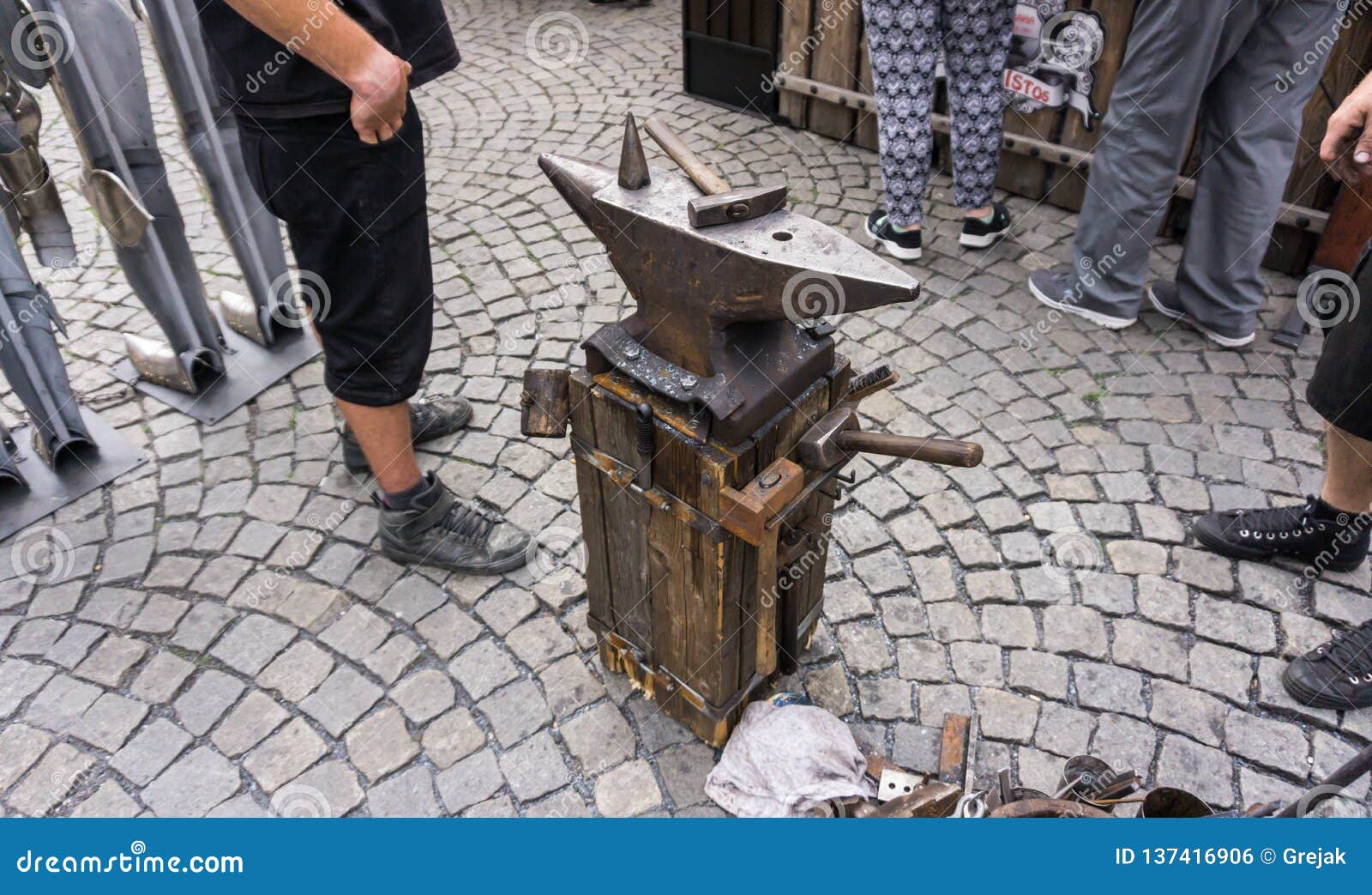 Hand Anvil. Hummers All Blacksmith Tools in Forge Ready for Forging ...