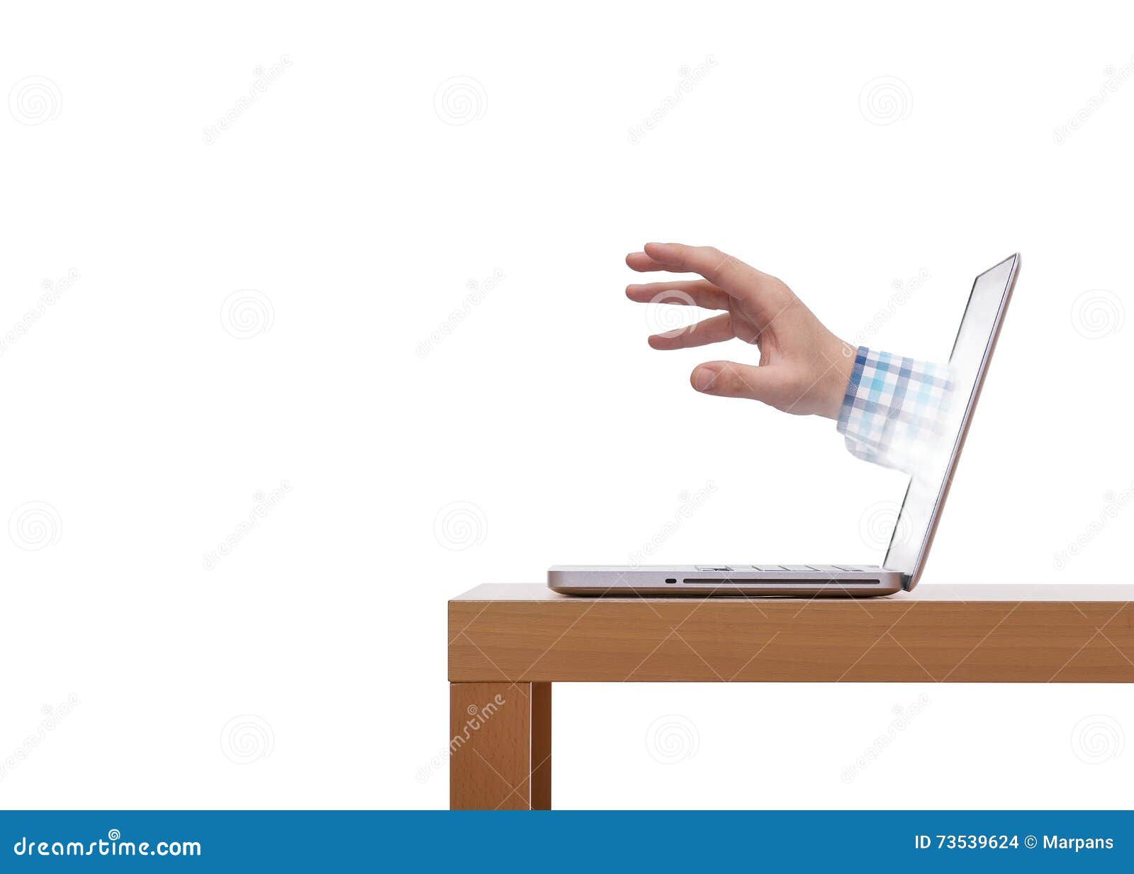 Hand Appears from Laptop Screen, Stock Photo - Image of modern, front ...