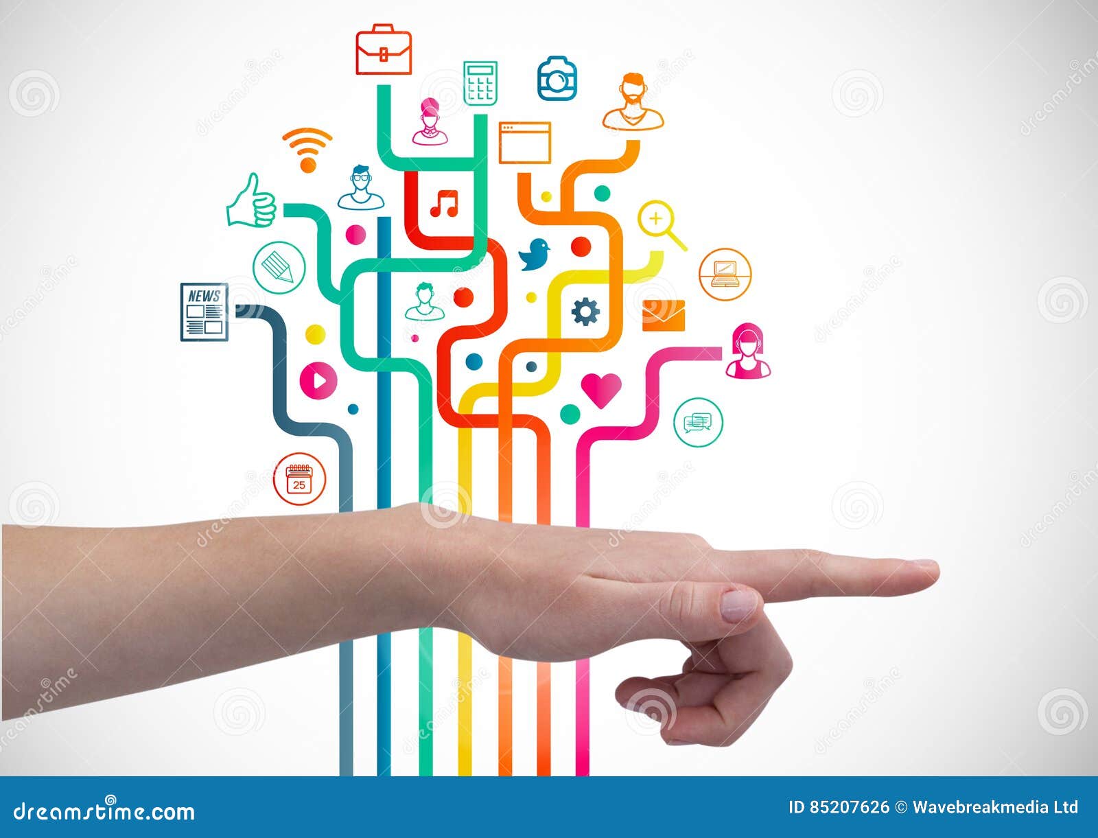 Hand with Application Icons Stock Photo - Image of culinary, background ...