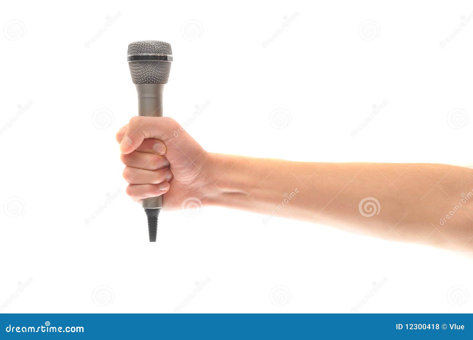 Hand and Arm Holding Microphone Isolated on White Stock Photo - Image ...