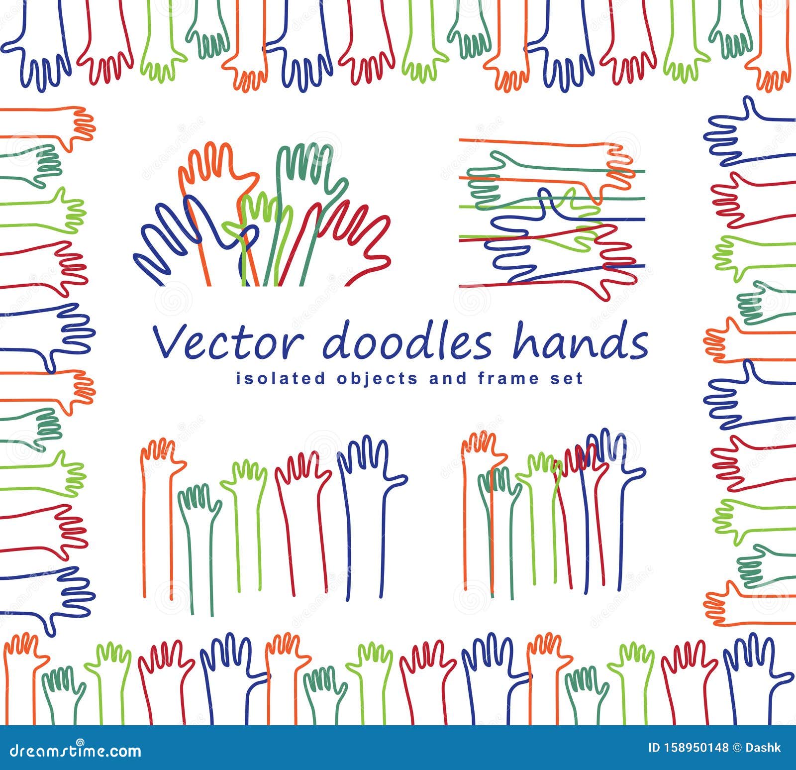 Hug Doodles Lines Hands Horizontal Poster With Positive Sign Cartoon ...