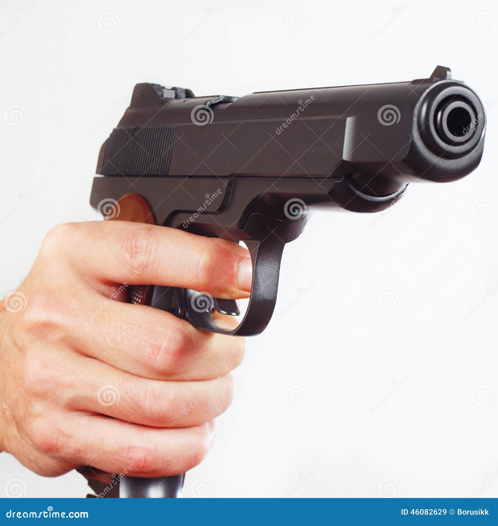 Hand with a Army Semi-automatic Gun Close Up Stock Image - Image of ...