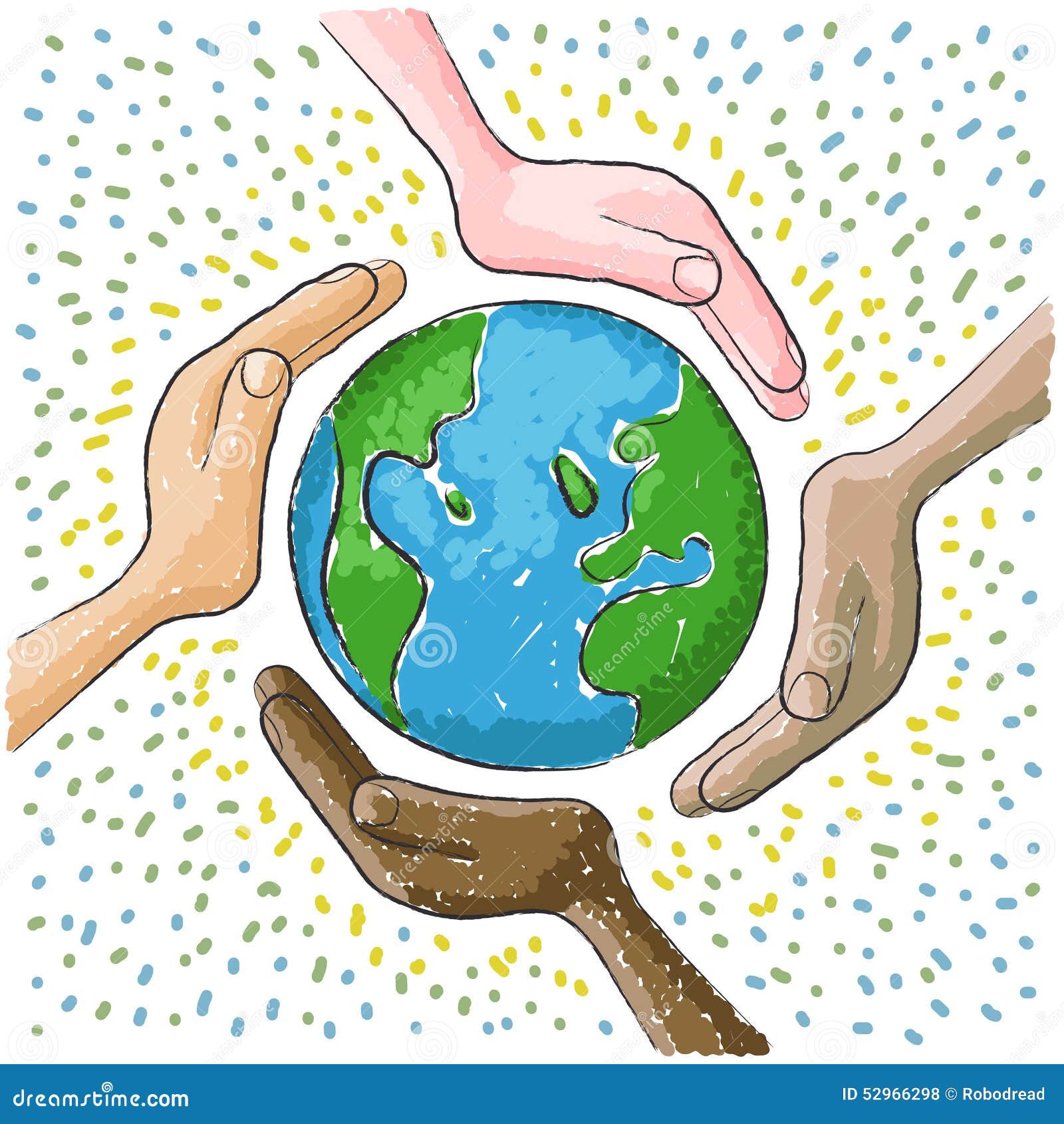 Hand around the world stock vector. Illustration of protect - 52966298