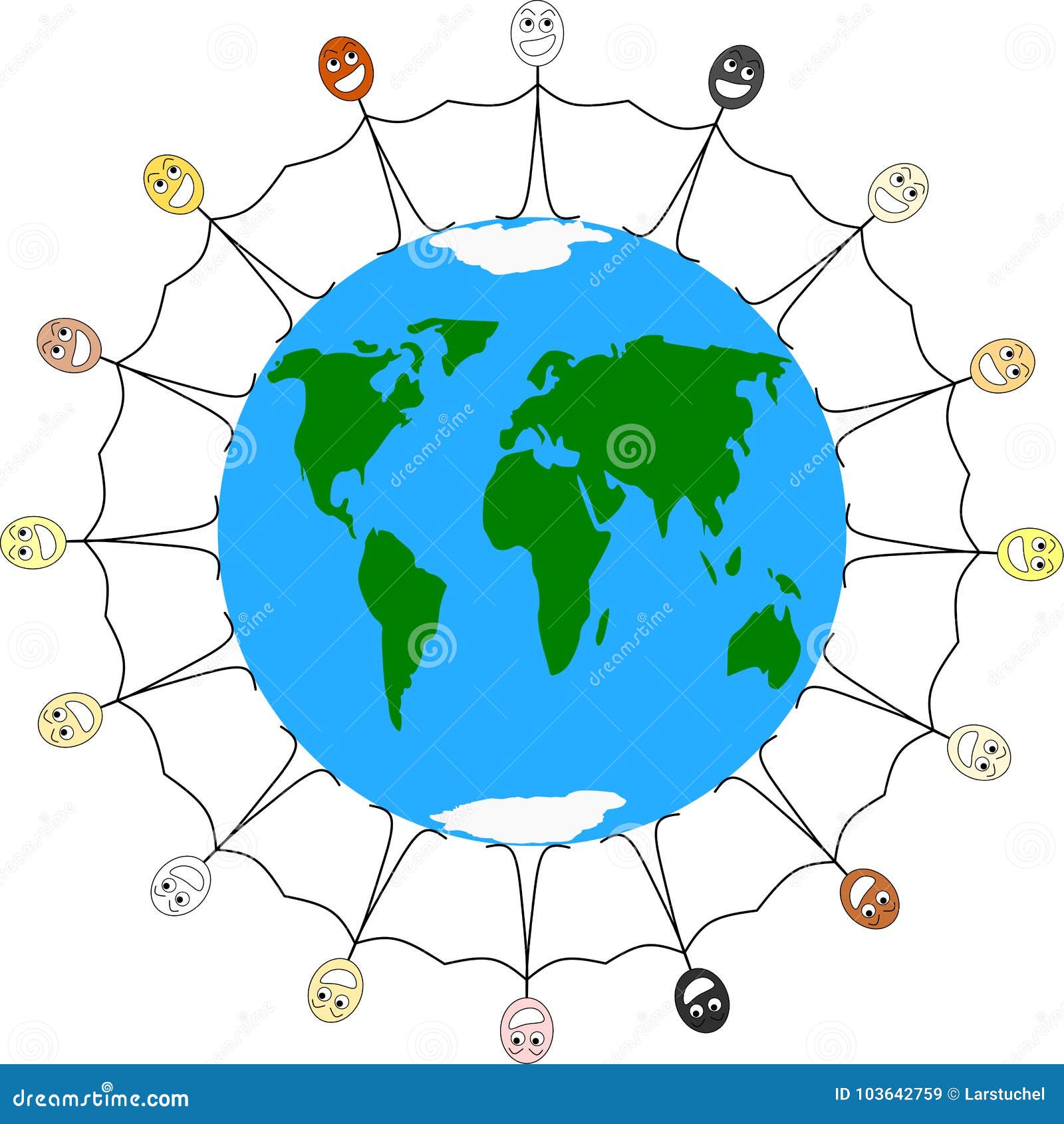 Stick Figures Holding Hands Around The World