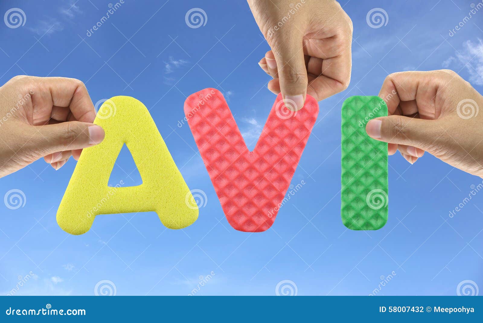 Hand Arrange Alphabet AVI of Acronym Audio Video Interleave. Stock ...