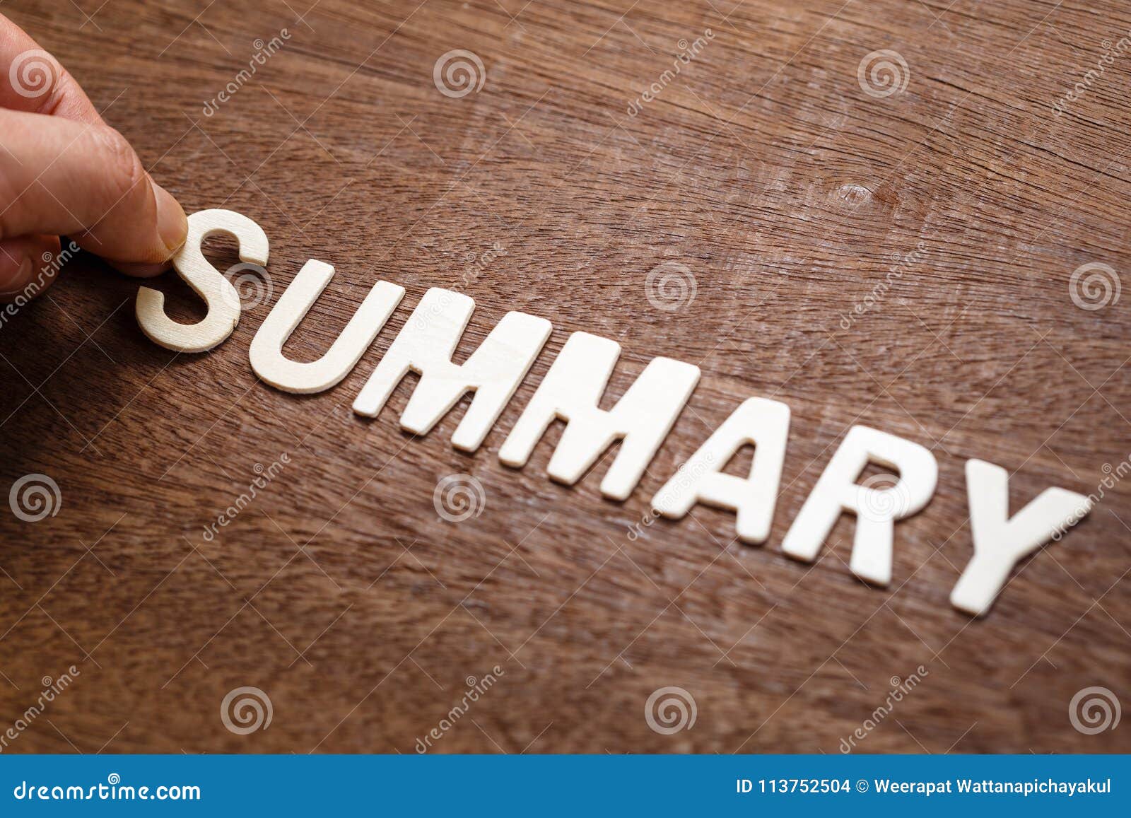Summary Wood Word stock photo. Image of arrange, character - 113752504