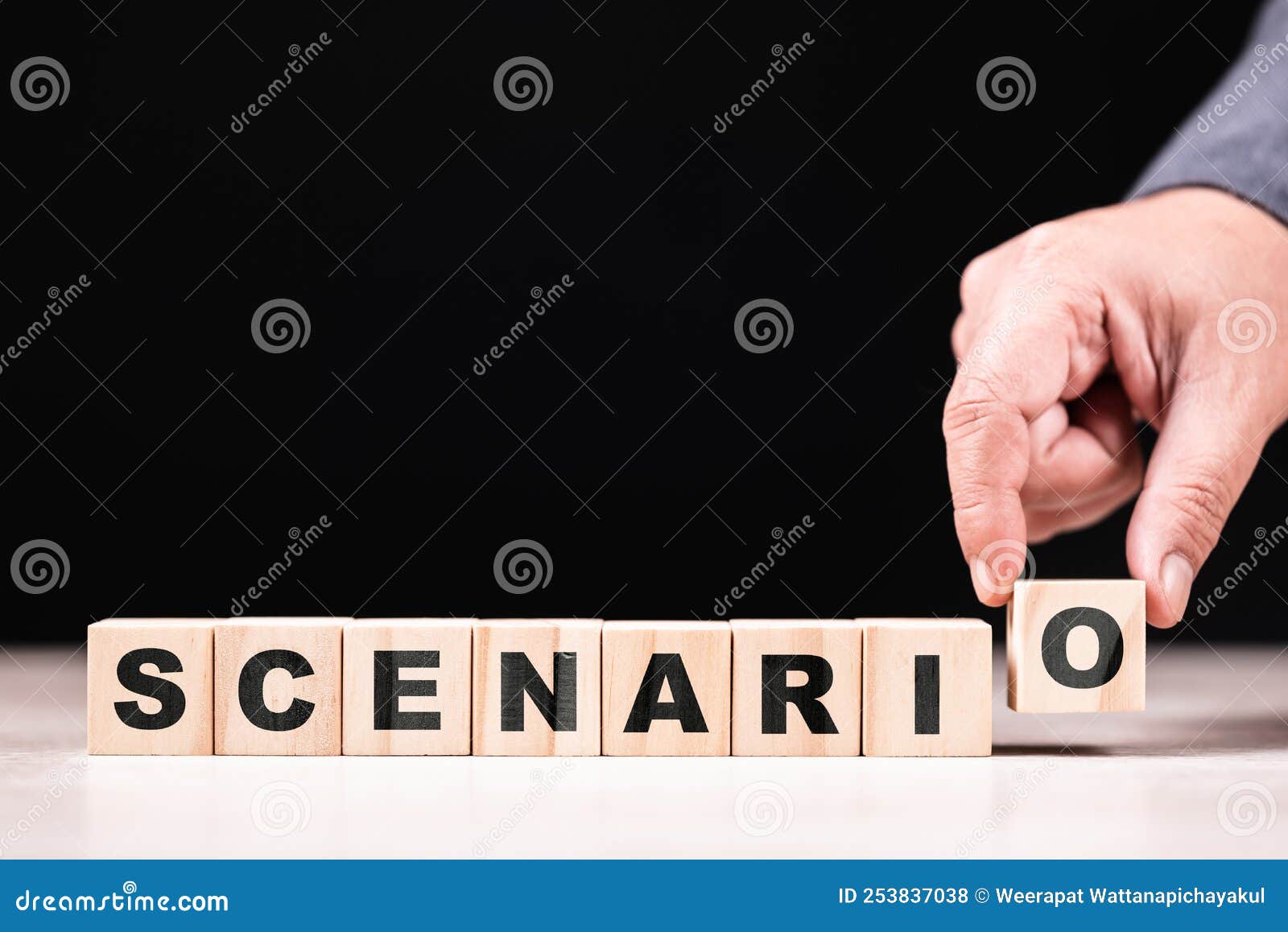 Scenario Word on Wood Cubes Stock Photo - Image of scheme, possibility ...