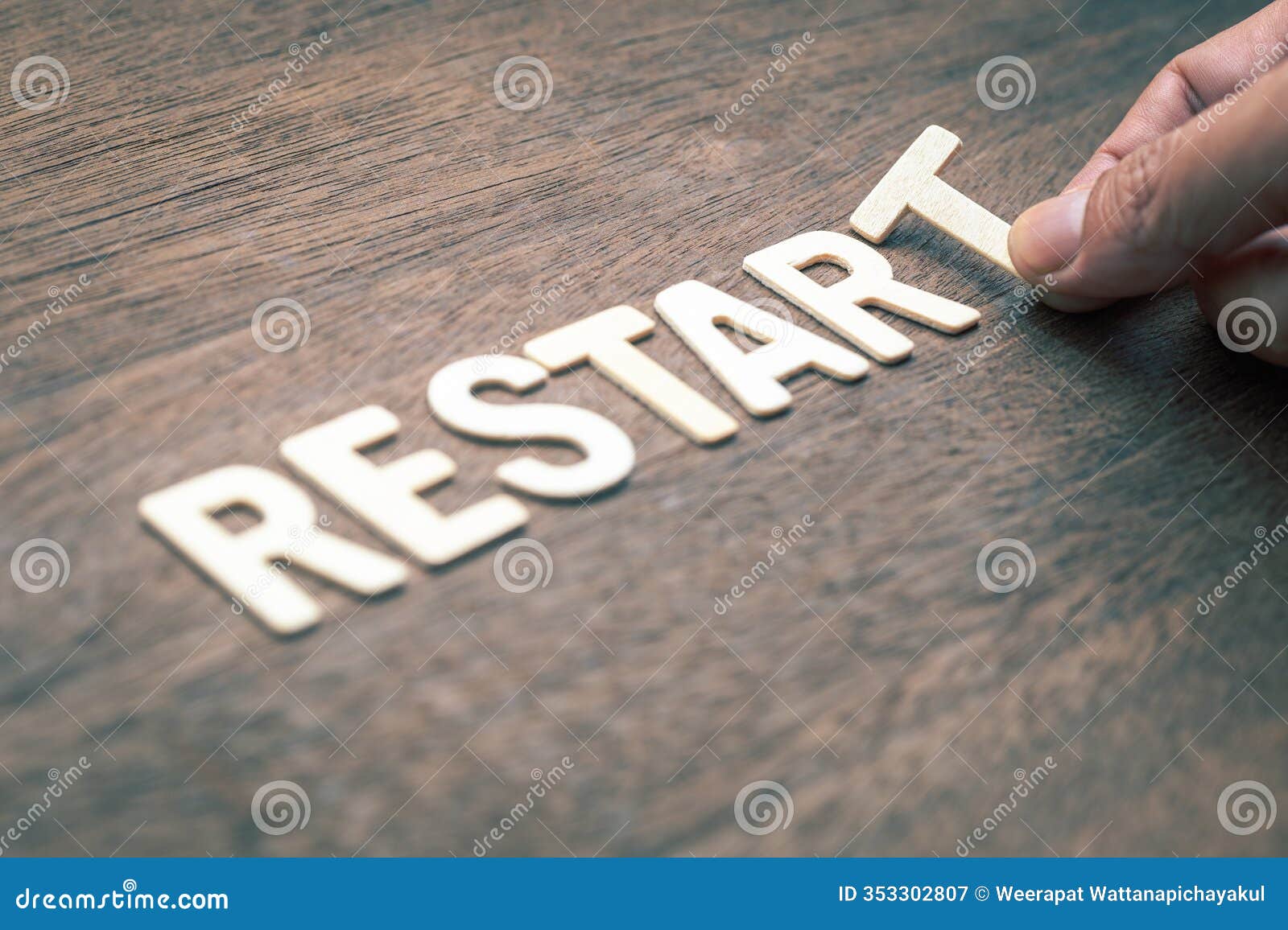 RESTART word on table stock image. Image of recovery - 353302807